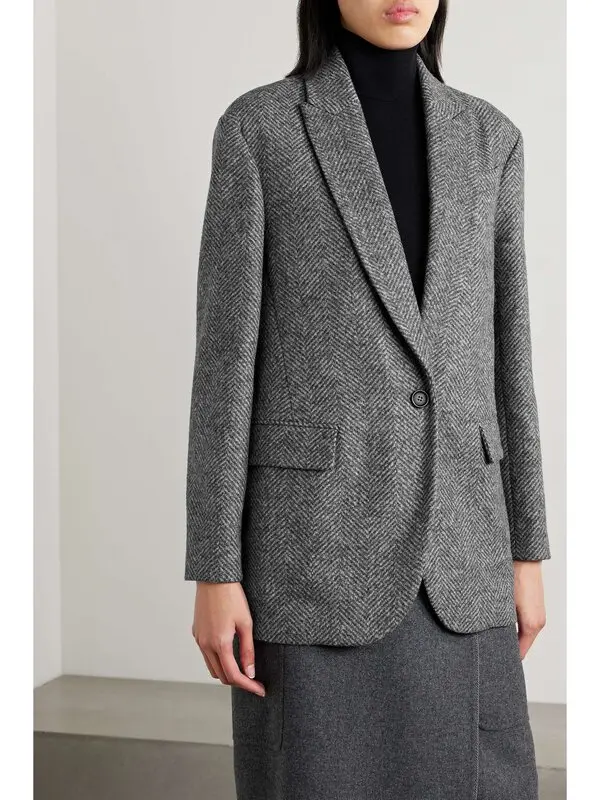 Brunello Cucinelli Herringbone Wool And Alpaca-blend Blazer