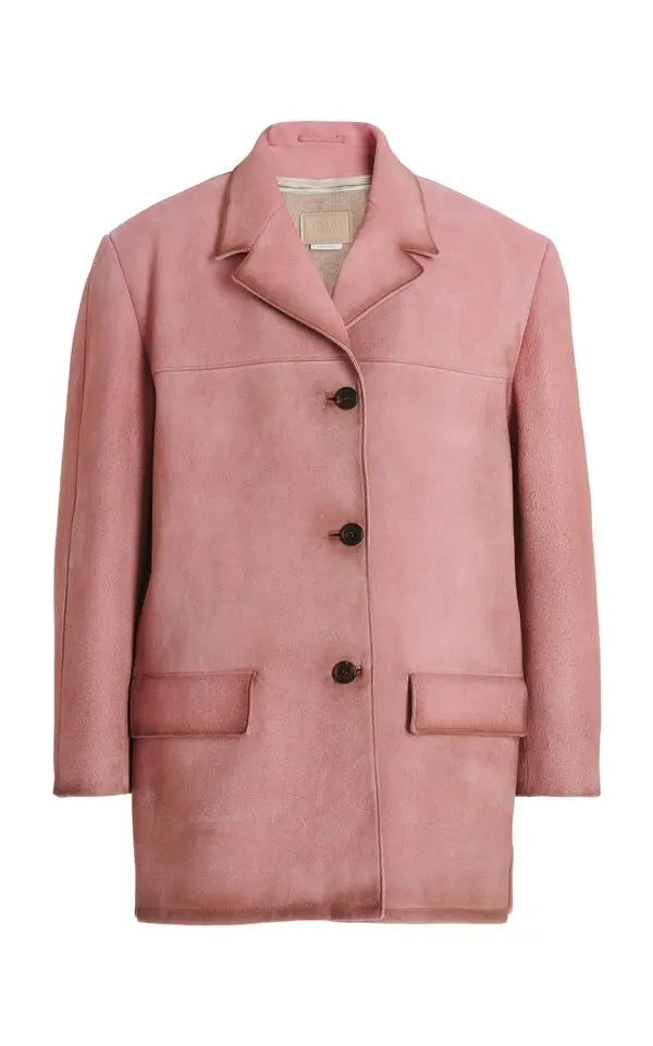 Prada Waxed Suede Boxy Coat