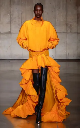 David Koma Ruffled Taffeta Gown - Orange