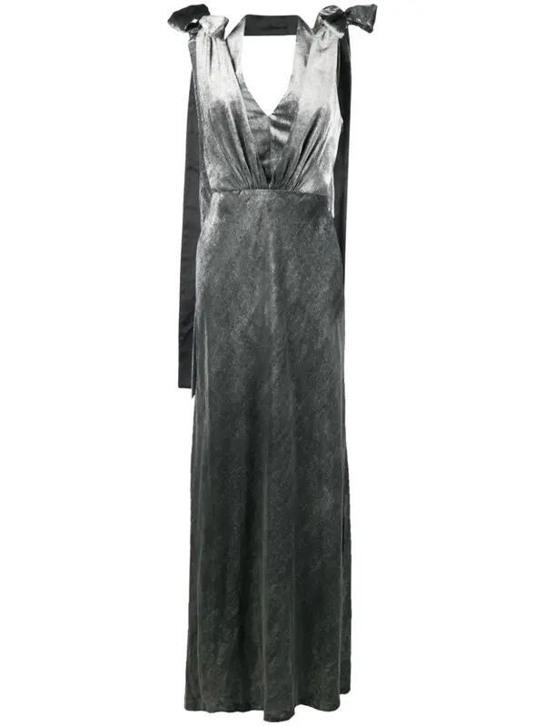 Alberta Ferretti V-neck Velvet Gown