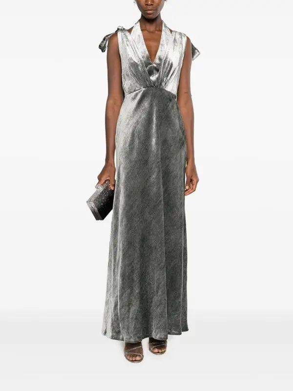 Alberta Ferretti V-neck Velvet Gown