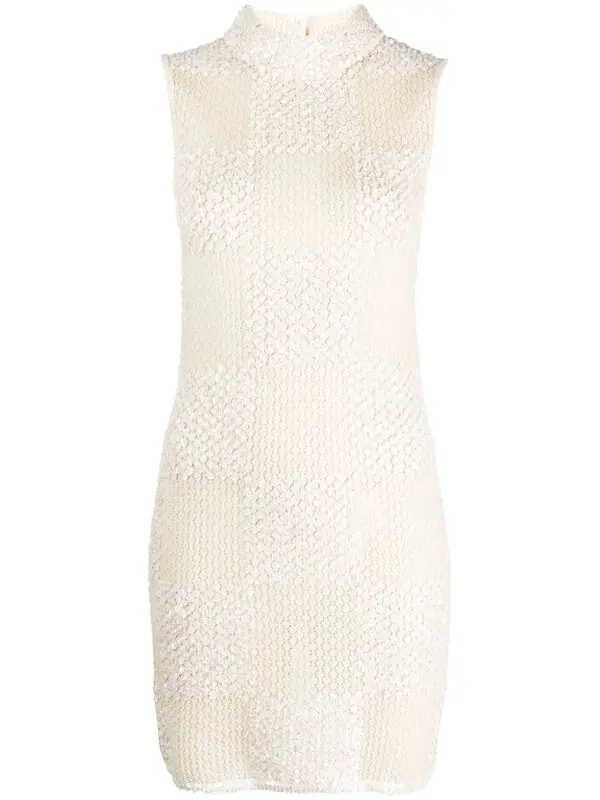 Casablanca Sequin-embellished Knit Dress - Neutrals