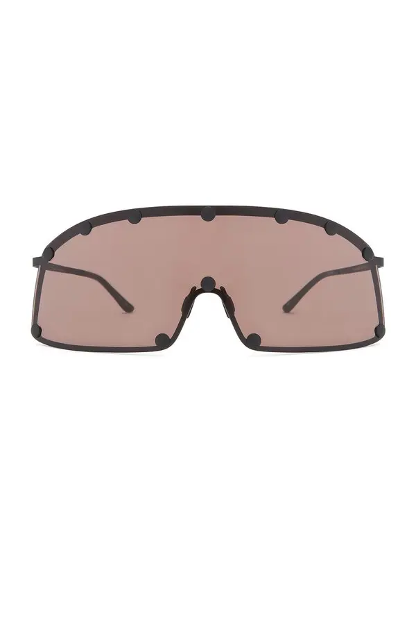 Rick Owens Shielding Sunglasses - Blk Temple & Brown