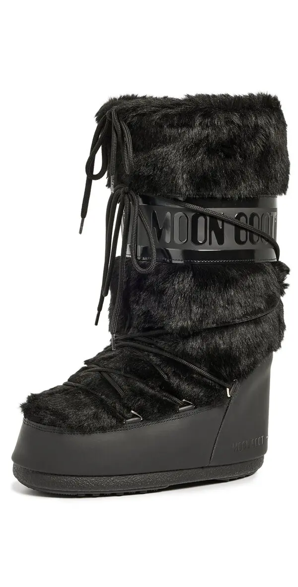 Moon Boot Icon Faux Fur Boots - Black