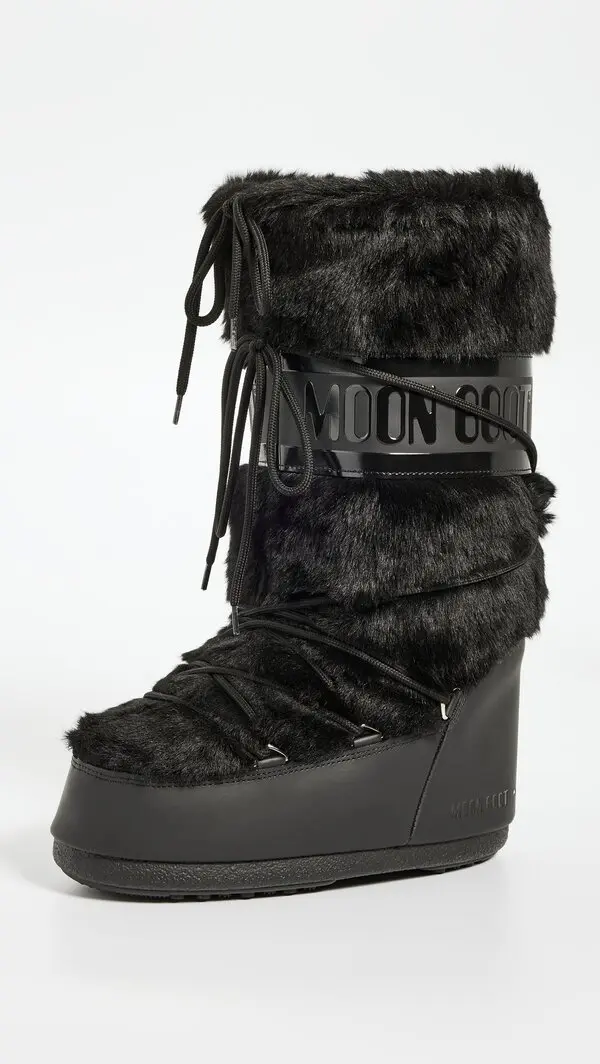 Moon Boot Icon Faux Fur Boots - Black