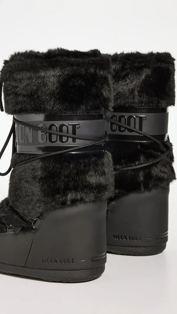 Moon Boot Icon Faux Fur Boots - Black