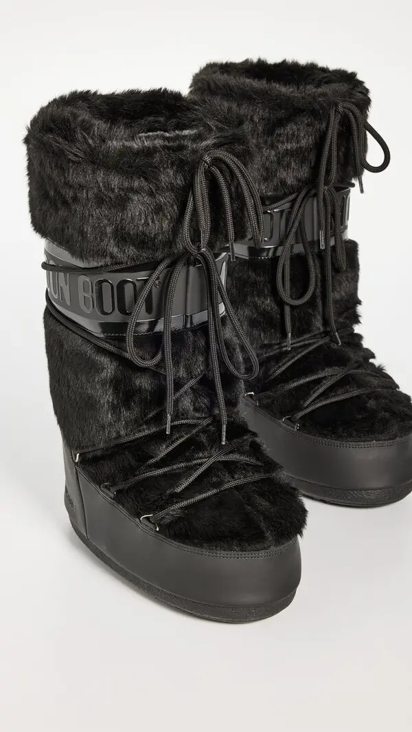 Moon Boot Icon Faux Fur Boots - Black