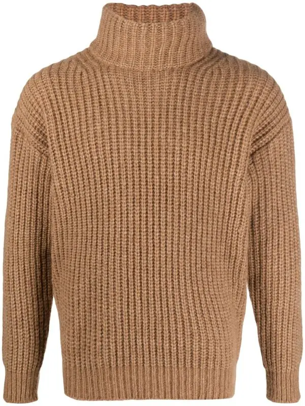 ROBERTO COLLINA Roll-neck Chunky-knit Jumper - Brown