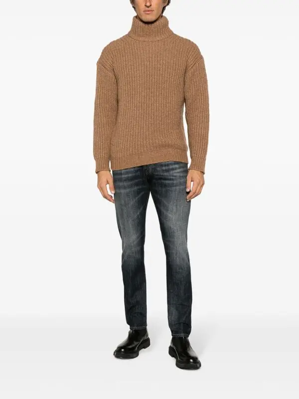 ROBERTO COLLINA Roll-neck Chunky-knit Jumper - Brown