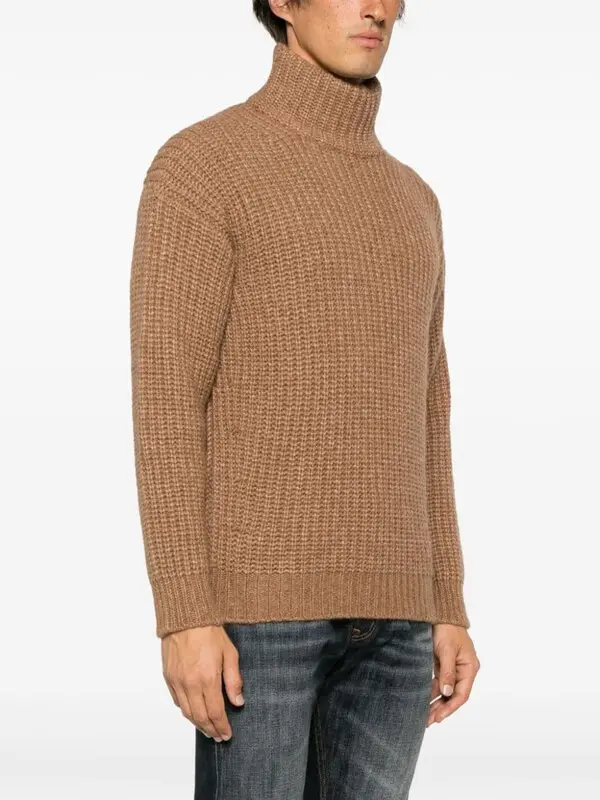 ROBERTO COLLINA Roll-neck Chunky-knit Jumper - Brown
