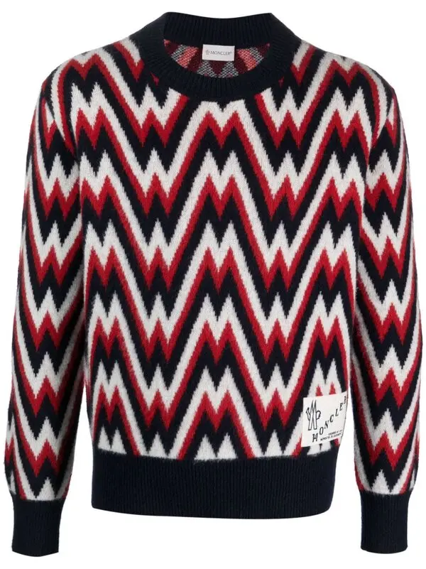 Moncler Patterned Wool Jumper - Red