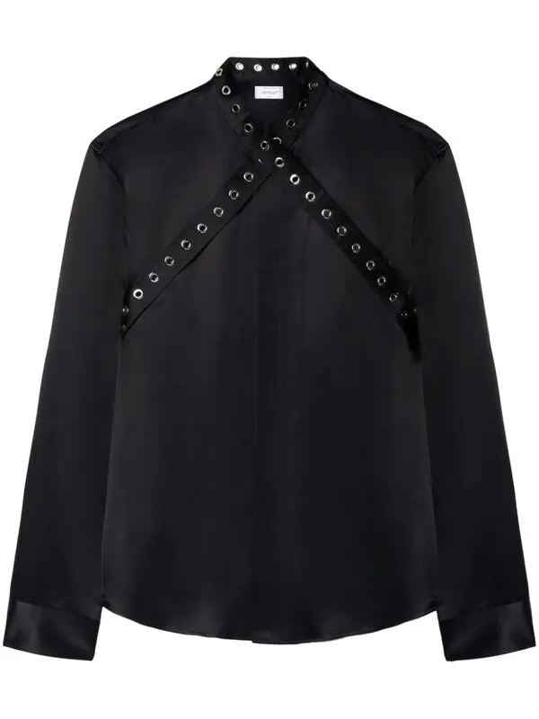 Off-White Eyelet-strap Silk Shirt - Black