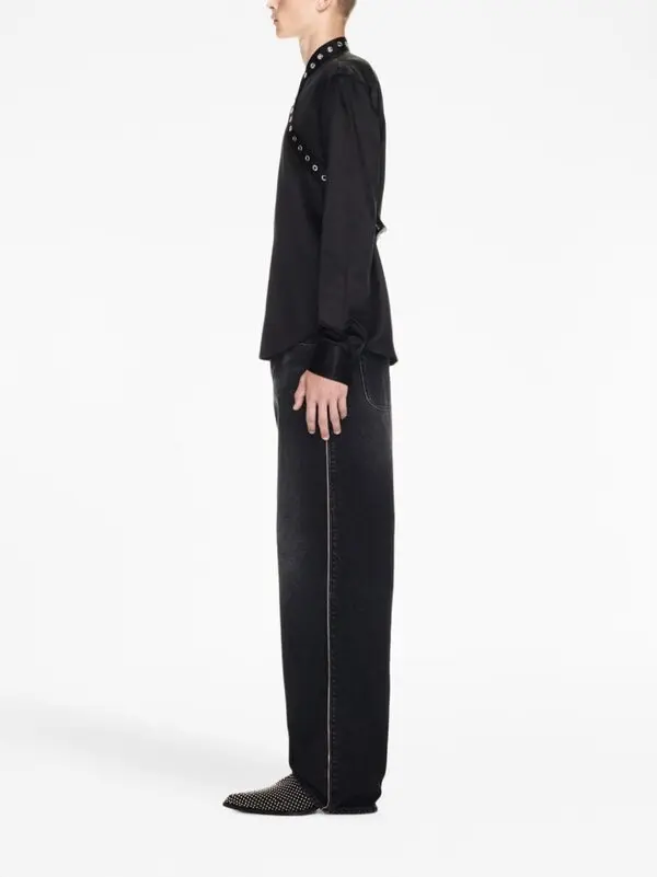 Off-White Eyelet-strap Silk Shirt