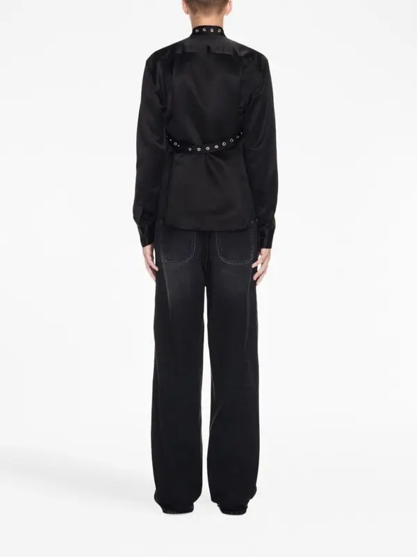 Off-White Eyelet-strap Silk Shirt
