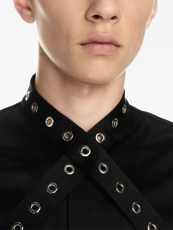 Off-White Eyelet-strap Silk Shirt