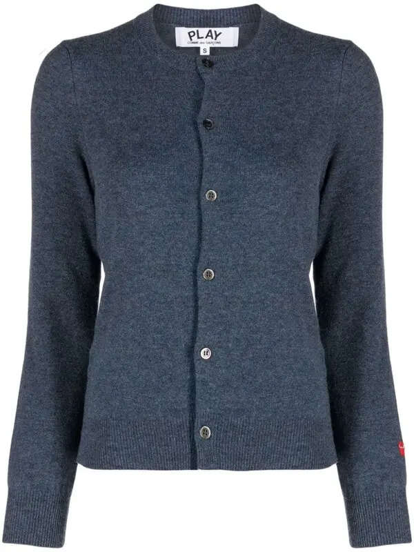 Play Comme Des Garcon Mélange-effect Wool Cardigan - Blue