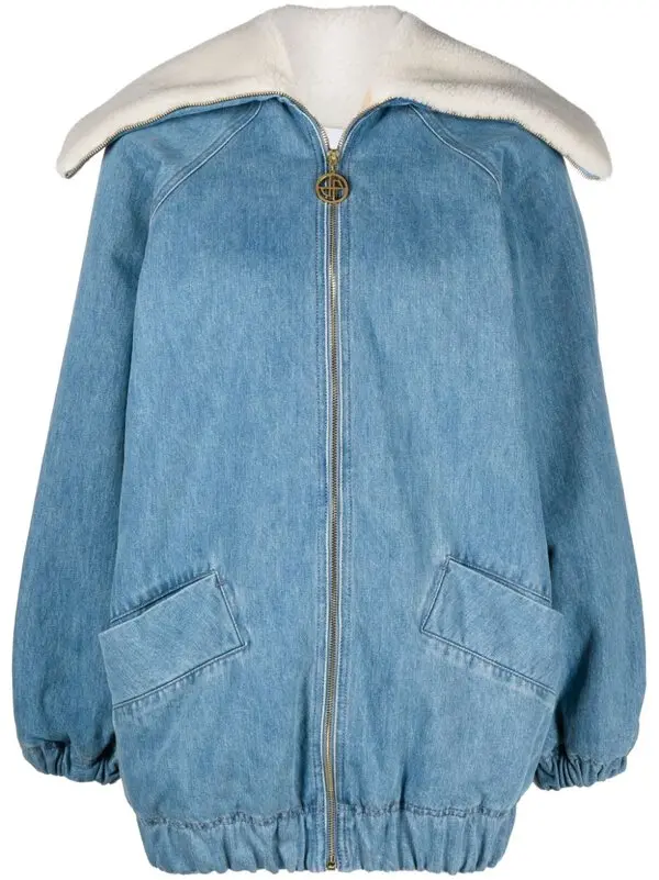 PATOU Faux Shearling-trimmed Denim Jacket - Blue