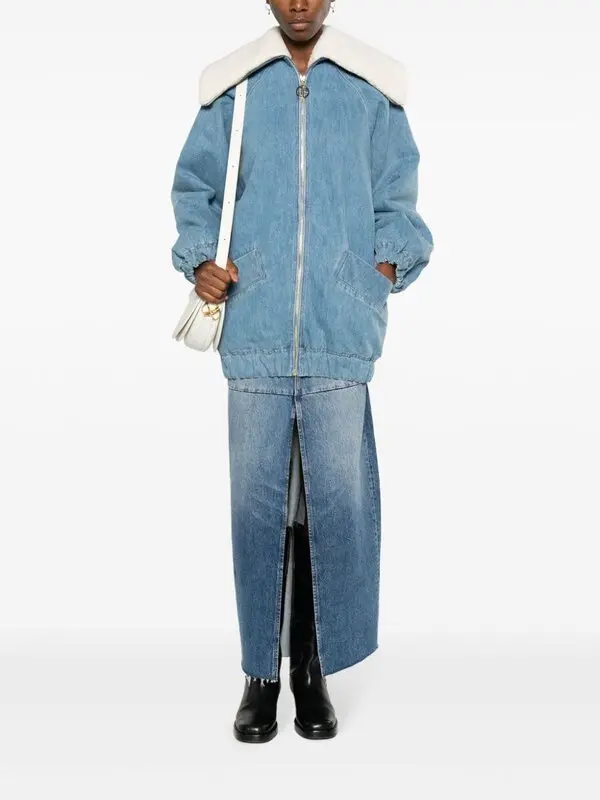 PATOU Faux Shearling-trimmed Denim Jacket - Blue