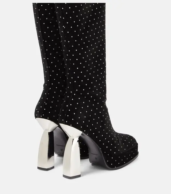 NODALETO Angel S Embellished Velvet Knee-high Boots