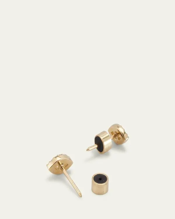 Ileana Makri 18k Kitten Eye Stud Earrings With Diamonds And Tsavorite