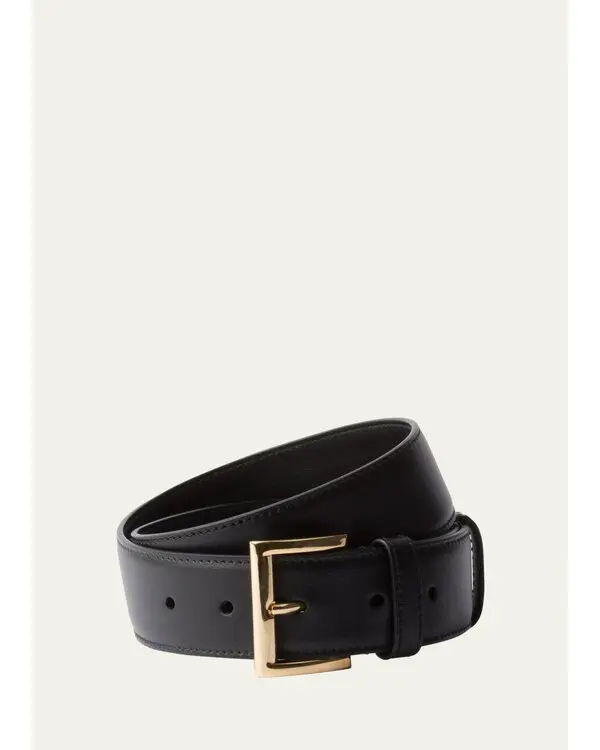 Prada City Calf Leather Belt - Onyx