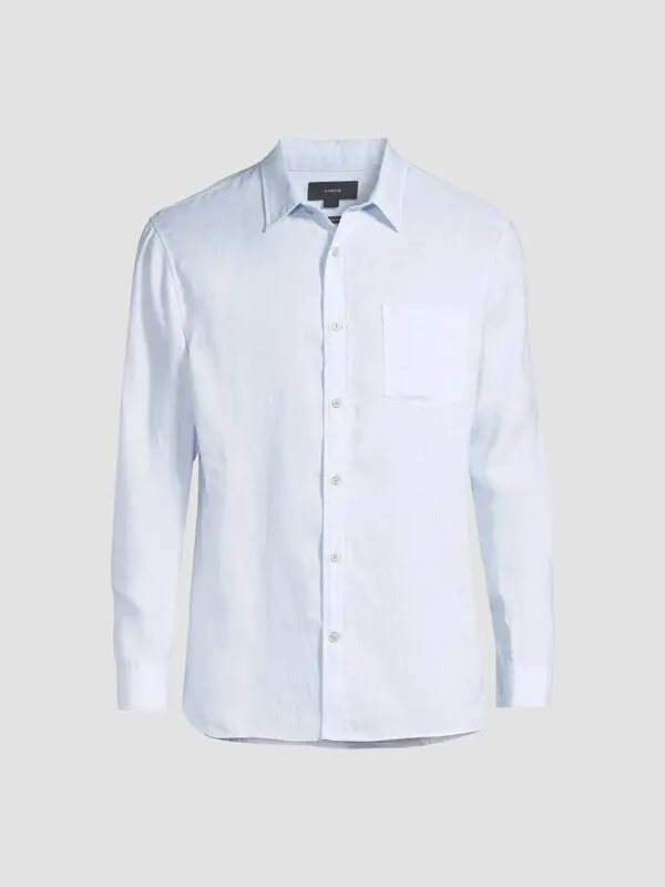 Vince Linen Button-front Shirt - Glacier