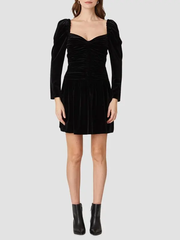 Shoshanna Mari Ruched Velvet Minidress