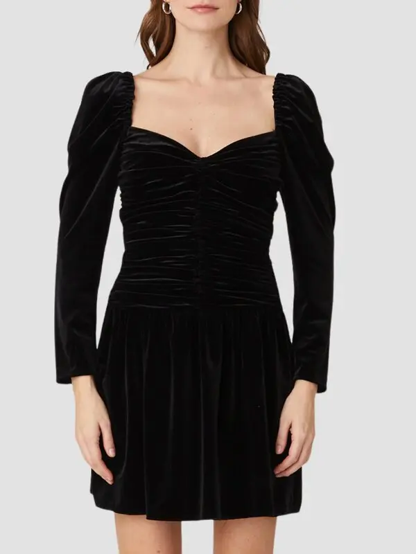Shoshanna Mari Ruched Velvet Minidress