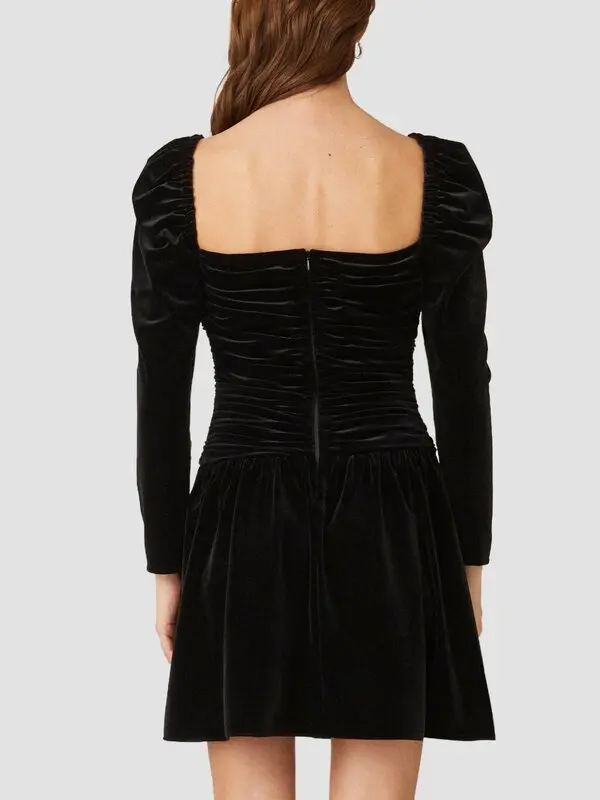 Shoshanna Mari Ruched Velvet Minidress