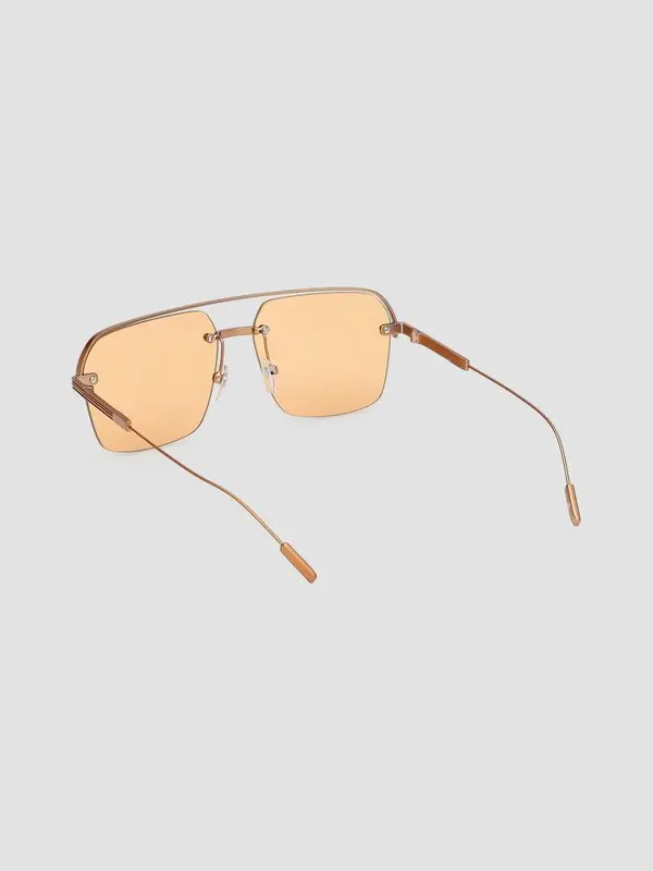 Zegna 57mm Plastic Aviator Sunglasses - Matte Orange