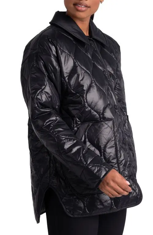 LOLE Quilted Water Repellent Nylon Shacket - Black Walnutdnu