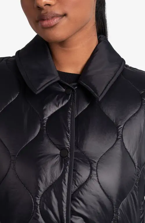 LOLE Quilted Water Repellent Nylon Shacket - Black Walnutdnu