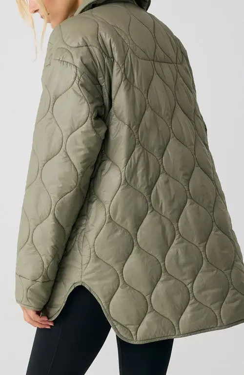 LOLE Quilted Water Repellent Nylon Shacket - Hazel