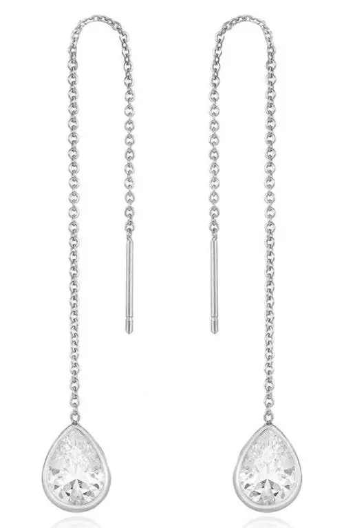 Ettika Cubic Zirconia Threader Earrings - Rhodium