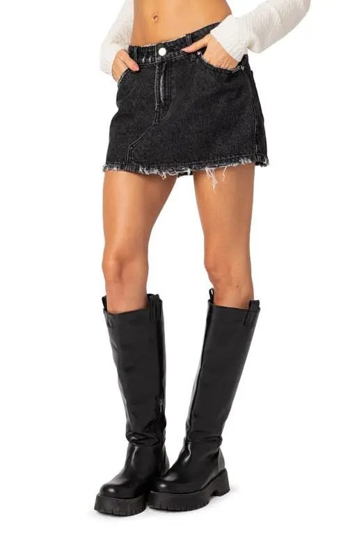EDIKTED Scarlett Distressed Denim Miniskirt