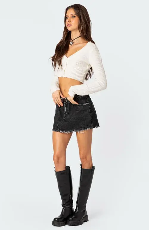 EDIKTED Scarlett Distressed Denim Miniskirt