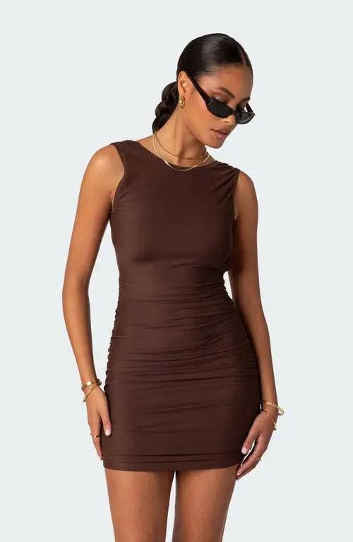 EDIKTED Mikey Ruched Open Back Minidress