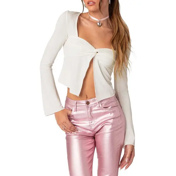 EDIKTED Maxine Twist Split Front Top - White