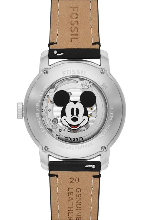 Fossil X Disney Classic Mickey Mouse Leather Strap Watch