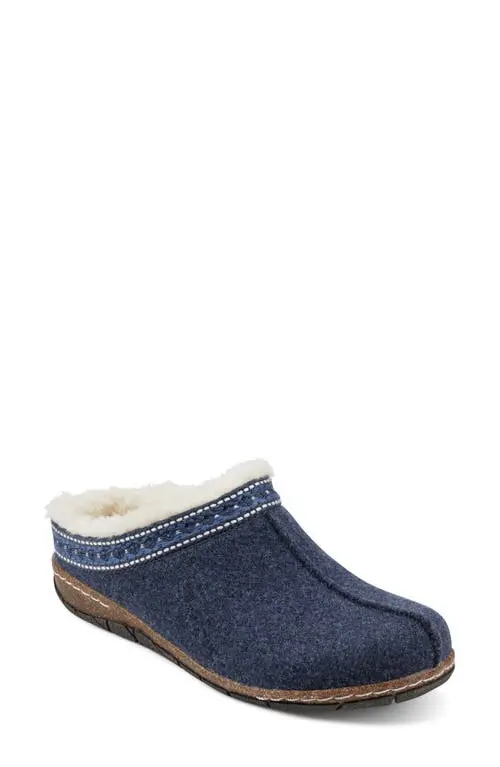 Earth Elya Faux Fur Clog - Dark Blue