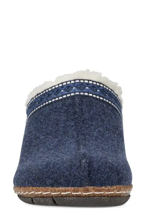 Earth Elya Faux Fur Clog - Dark Blue