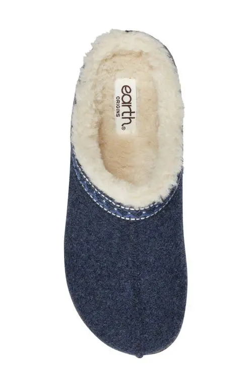 Earth Elya Faux Fur Clog - Dark Blue
