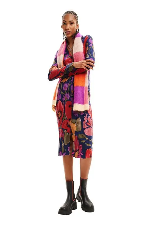 Desigual Floral Print Long Sleeve Knit Dress In Mix - 58% Off | Editorialist