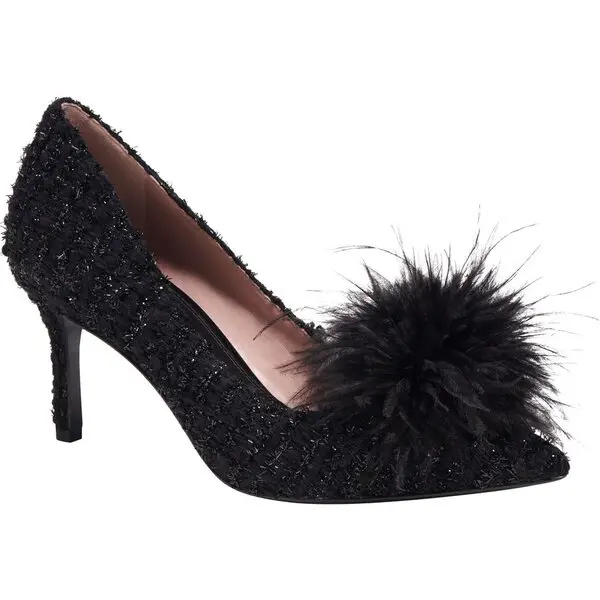 Kate Spade New York Marabou Pointed Toe Pump - Black