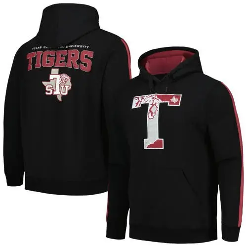 FISLL Texas Southern Tigers Oversized Stripes Pullover Hoodie - Black