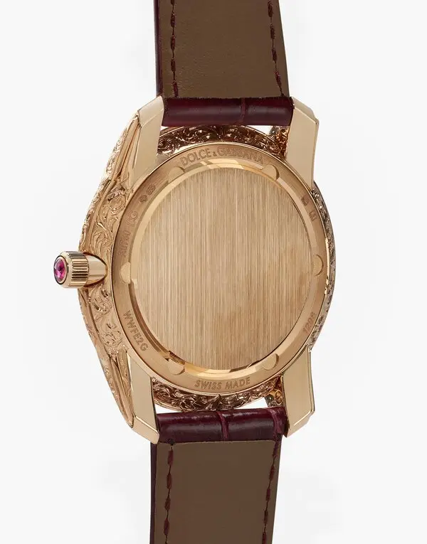 Dolce & Gabbana Rose Gold Gattopardo Watch - Burgundy