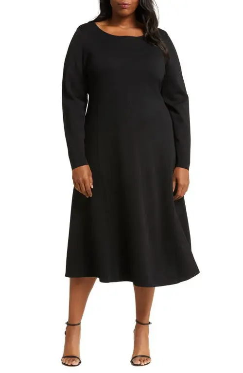 navy blue dress for baby girl Ribbed Knit A-Line Midi Dress Gray / S main image 0