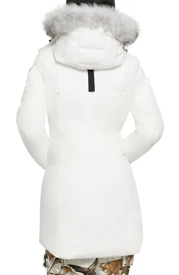 Moose Knuckles Baltic Down Parka With Shearling Trim - White/ Black