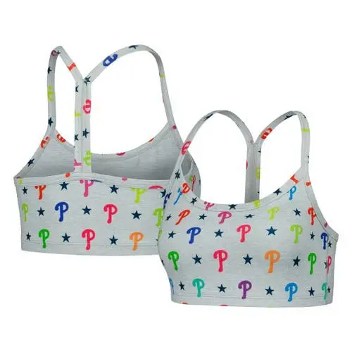 Terez Philadelphia Phillies Tlc Rainbow Bra - Gray
