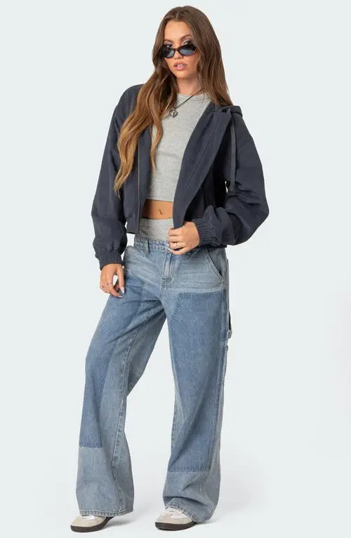 EDIKTED Milly Oversize Zip Crop Hoodie